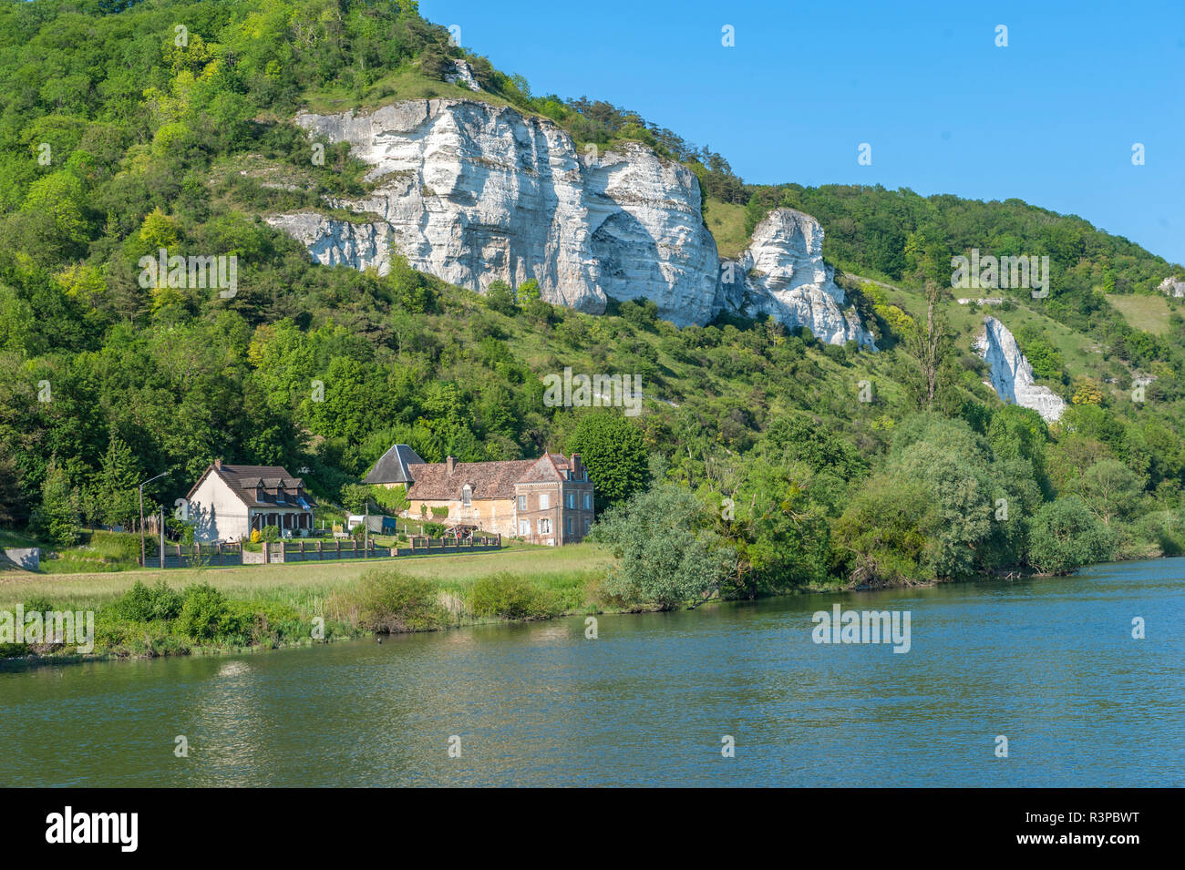 Limestone cliff along Seine River, Normandy, France Stock Photo - Alamy