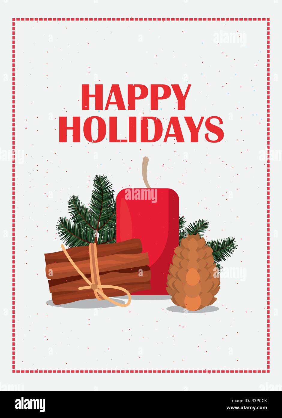 merry christmas cinnamon corn candle branch vector illustration Stock ...