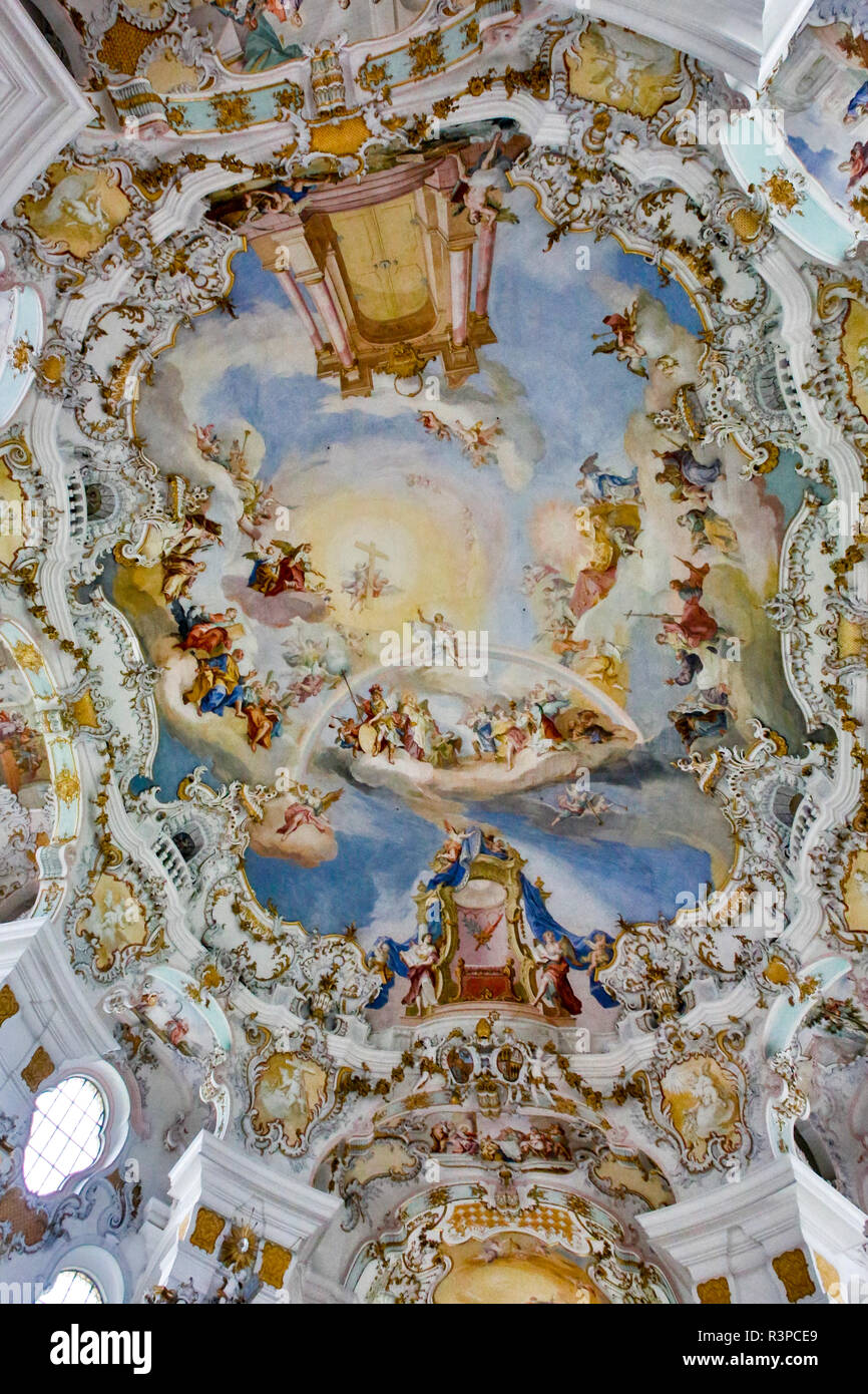 Germany, Steingaden, Ceiling of Wieskirche (Church in the Meadow Stock ...