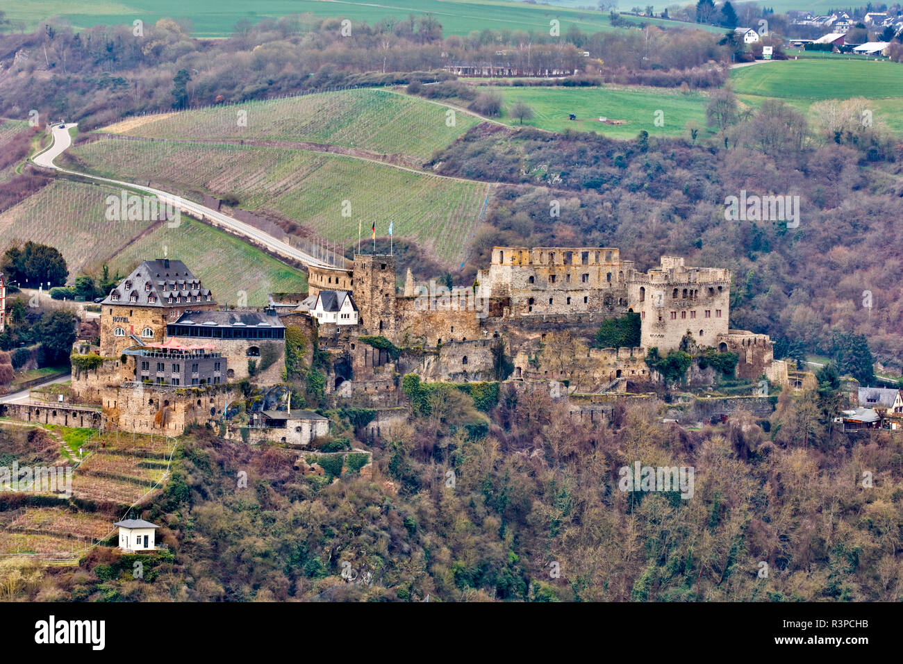 Germany, Rhineland-Palatinate, Oberwesel, Rheinfels Castle Stock Photo ...