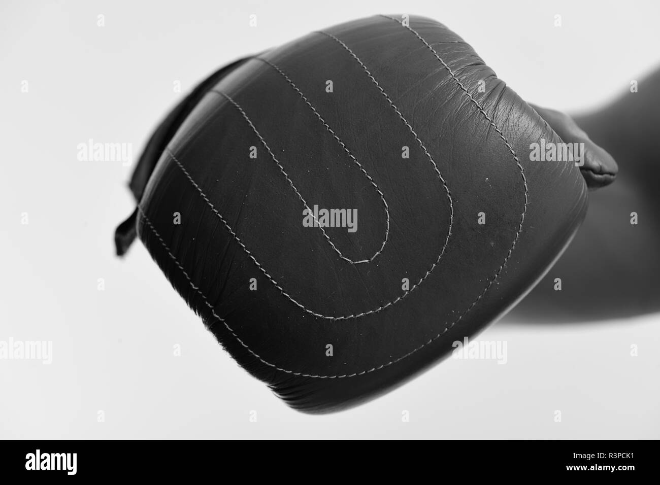Boxing glove on male hand, close up. Championship and training concept ...