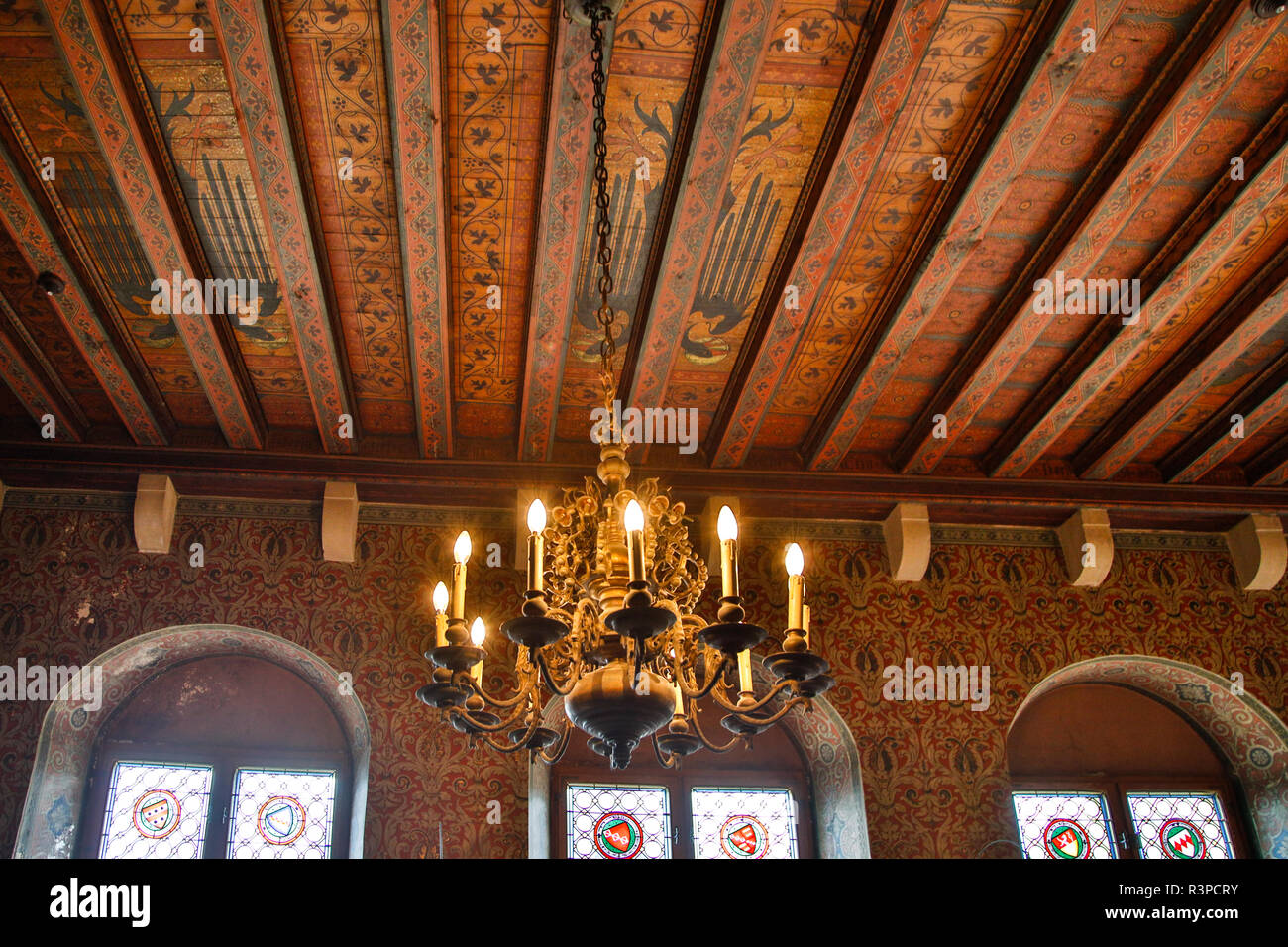 Germany, Rhineland-Palatinate, Cochem, Reichsburg Castle Ceiling Stock ...
