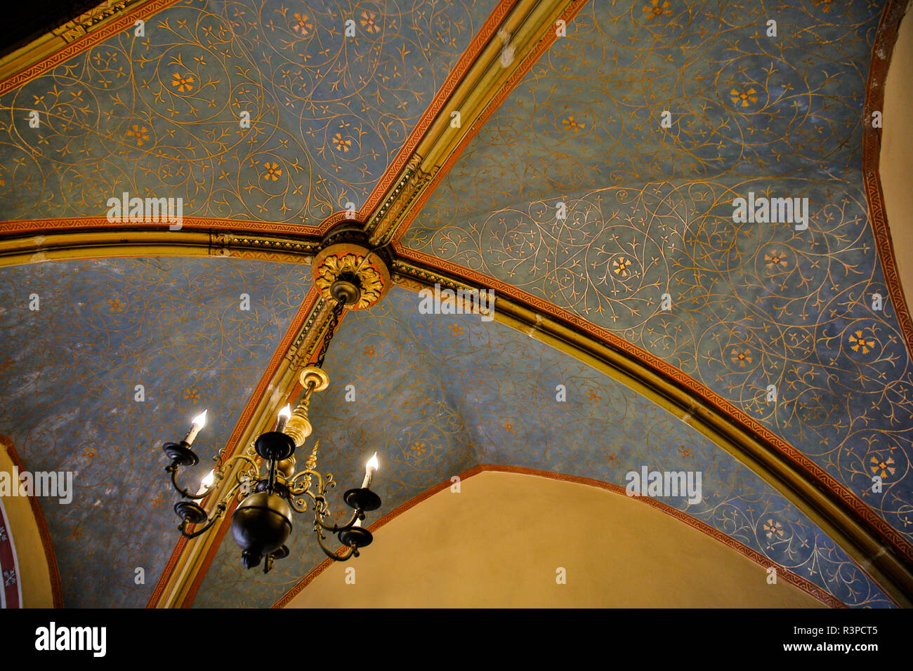 Germany, Rhineland-Palatinate, Cochem, Reichsburg Castle, Ceiling Stock ...
