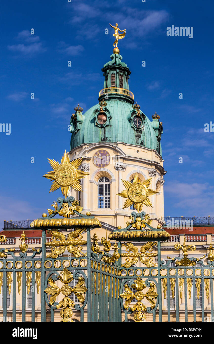 Germany, Berlin. Charlottenburg Palace entrance gates and dome Stock ...