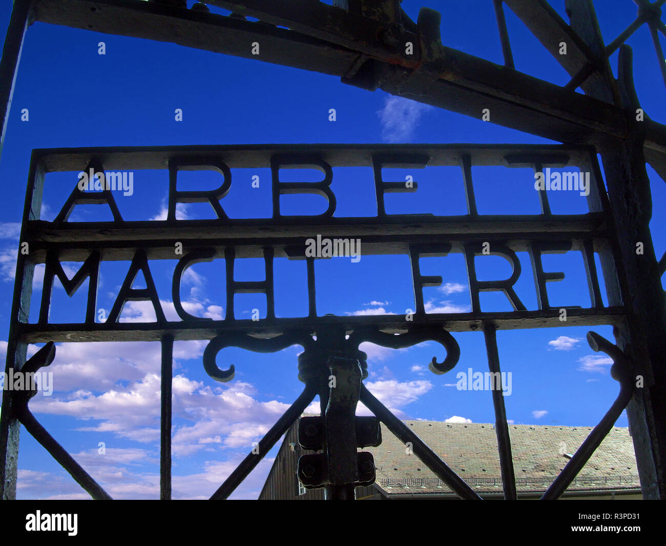 Entrance to the Nazi concentration camp in Dachau, Germany. Near Munich ...