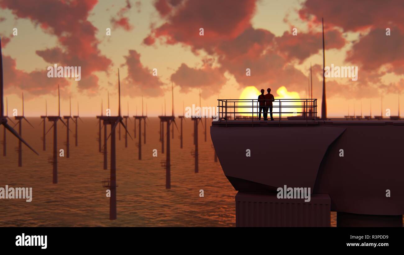 Off shore wind farm and workers hi-res stock photography and images - Alamy