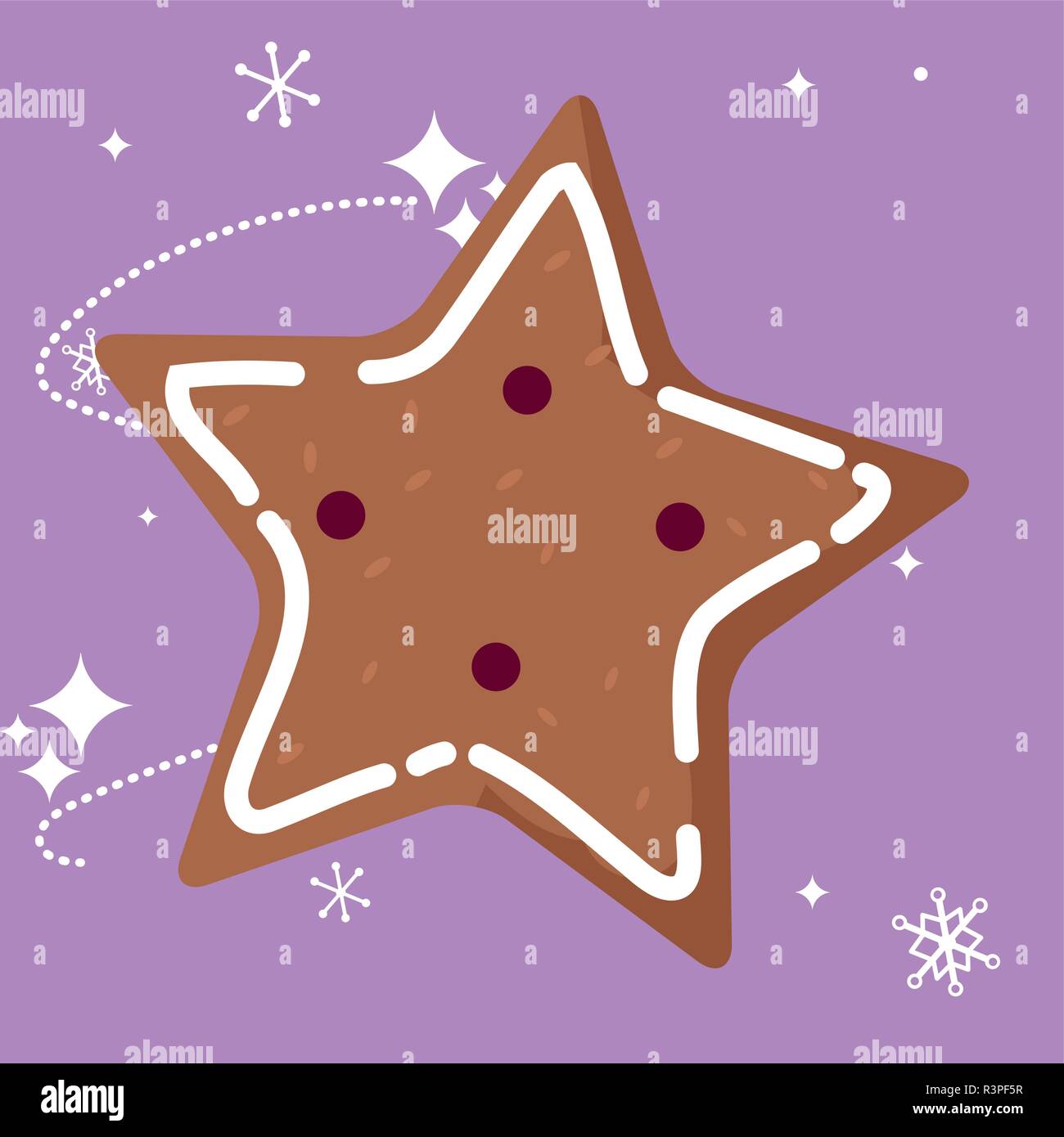 star cookie icon over purple background, vector illustration Stock ...