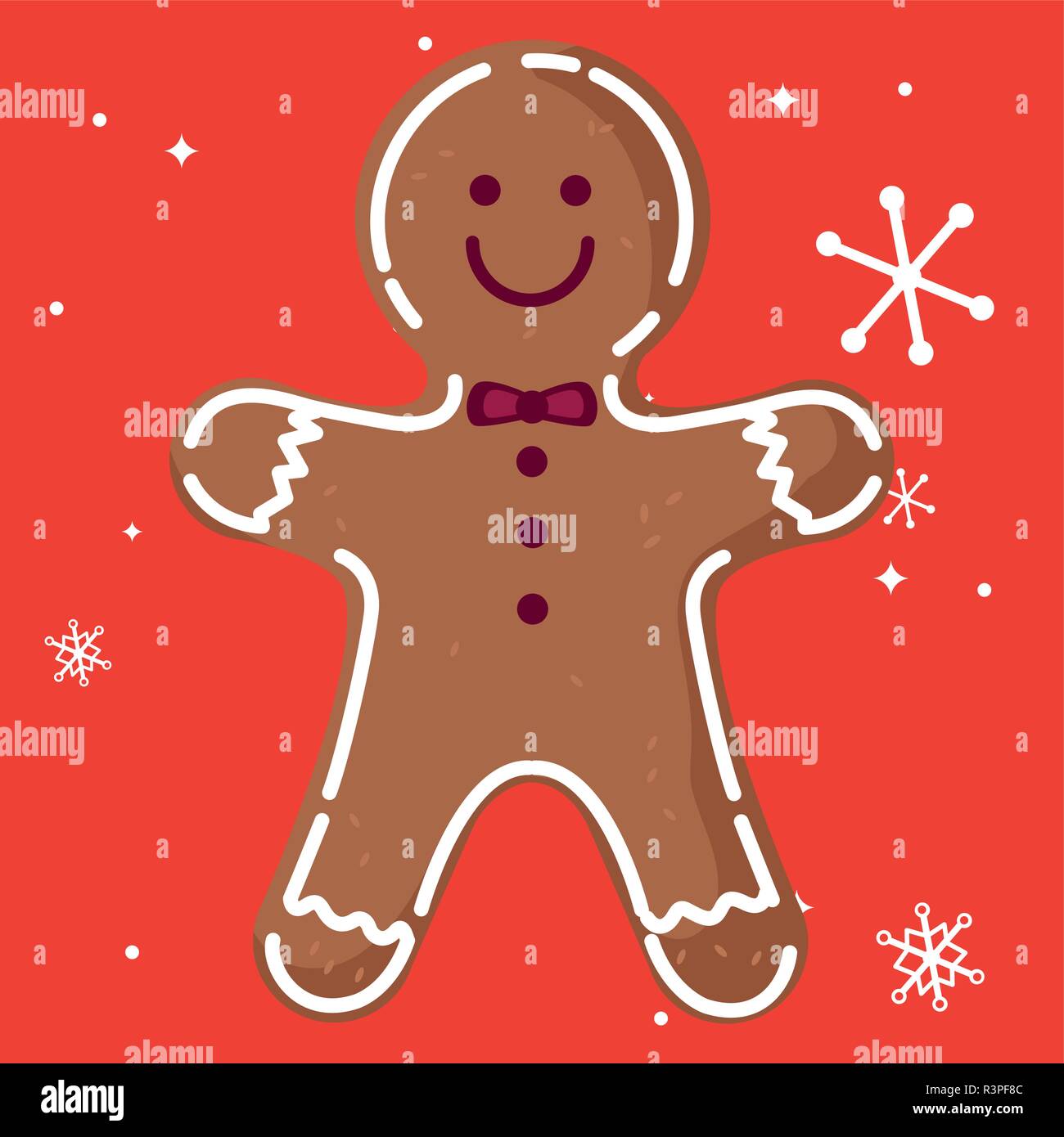 gingerbread man cookie icon over red background, vector illustration ...