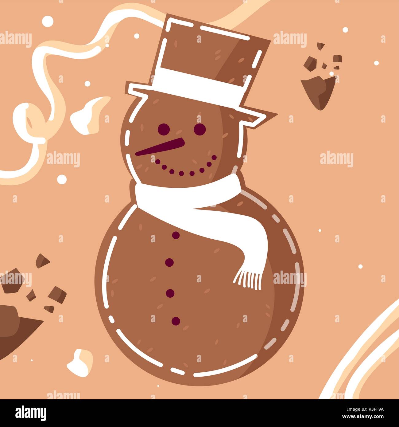 cartoon snowman icon over orange background, vector illustration Stock ...