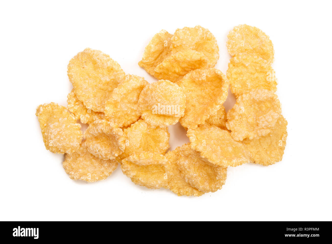 Corn flakes isolated on white background. Top view Stock Photo - Alamy