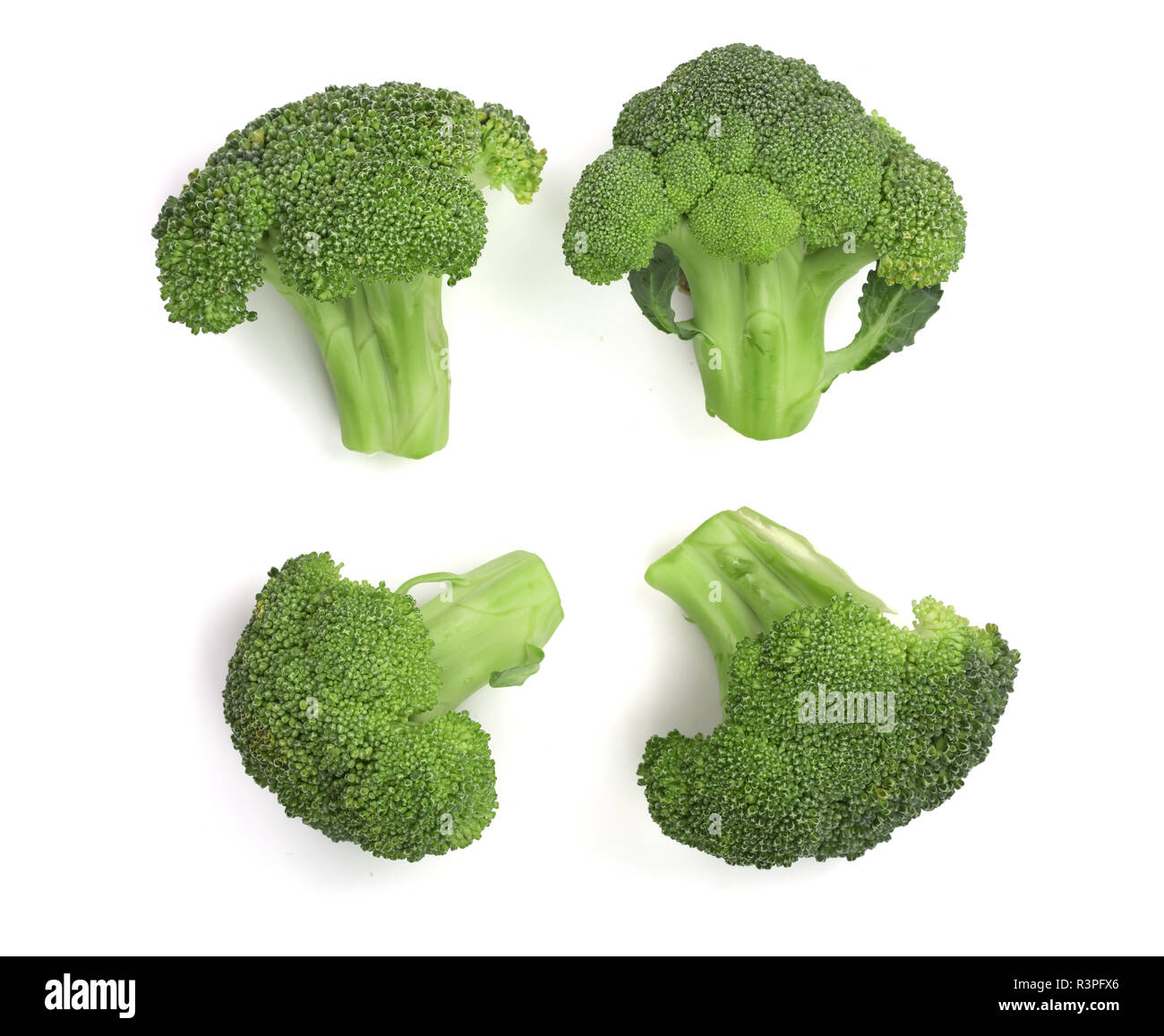 fresh broccoli isolated on white background close-up. Top view Stock ...