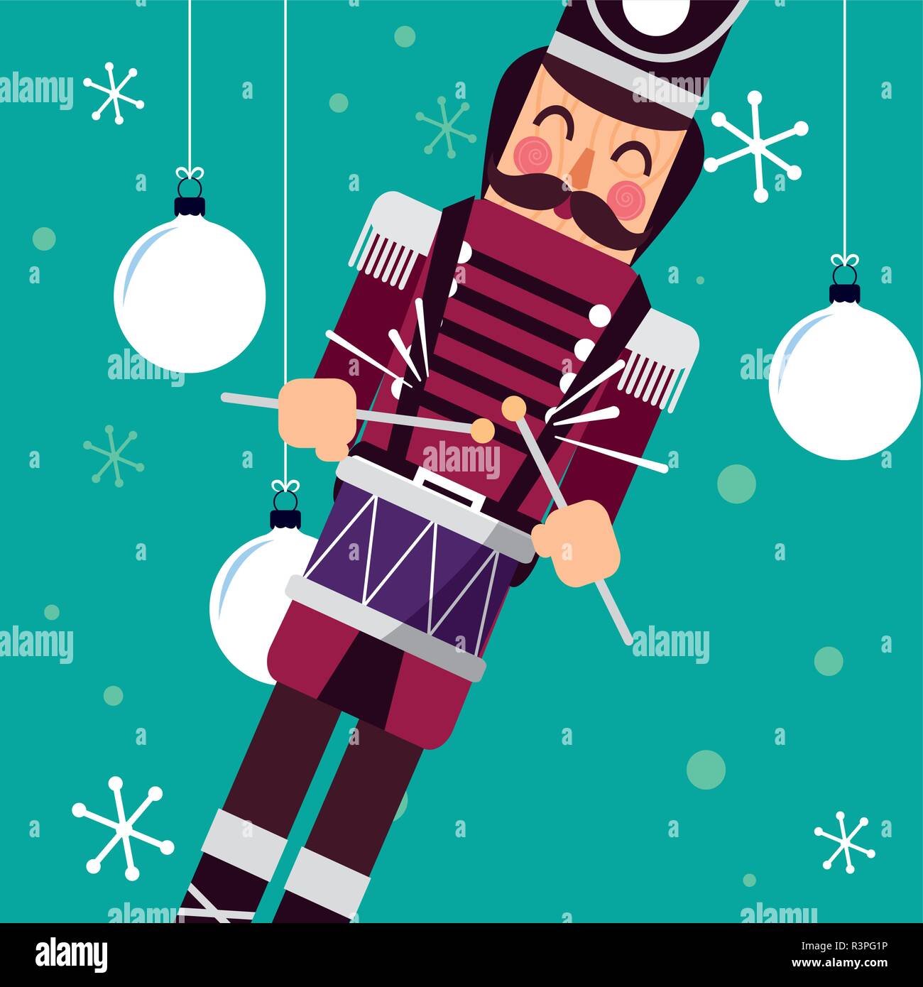 Christmas nutcracker icon over blue background, vector illustration ...