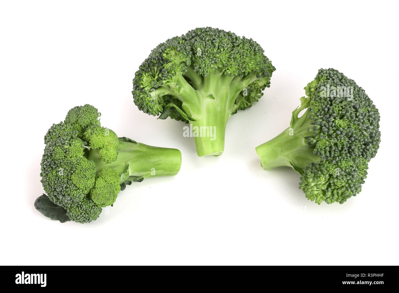 fresh broccoli isolated on white background close-up. Top view Stock ...