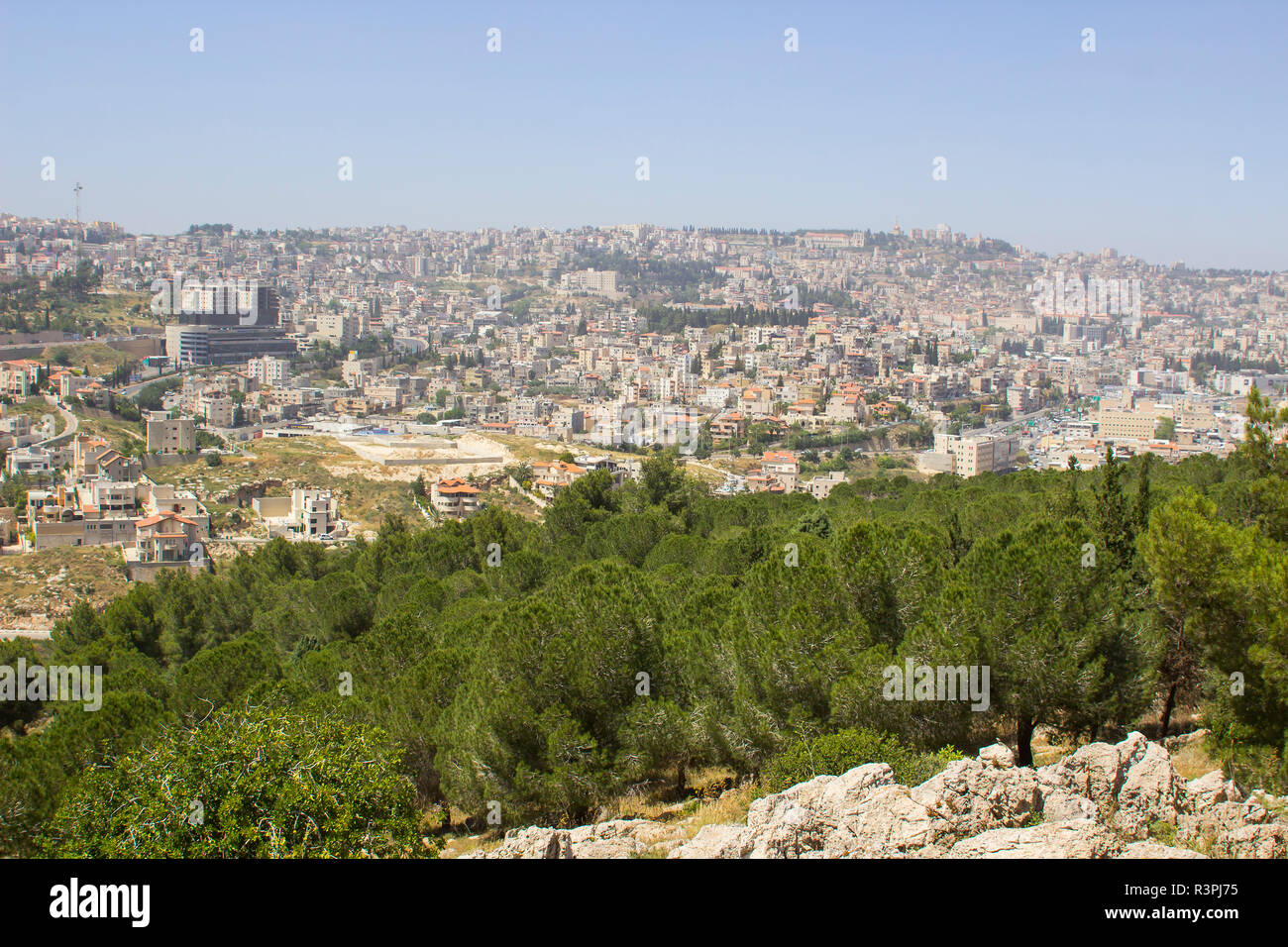 5 May 2018 A view of modern Nazareth in Israel from the mount Precipice ...