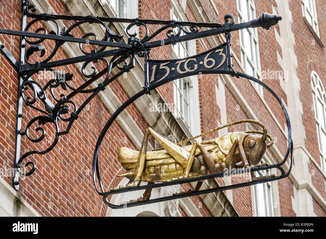 City of London England,UK Lombard Street,metal sign,Golden Grasshopper ...