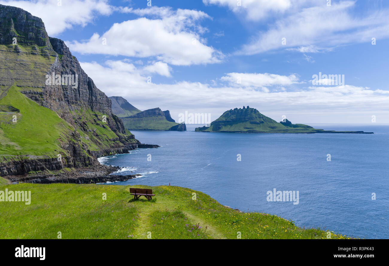 Coast Near Gasadalur. Island Vagar, Part Of The Faroe Islands In The ...