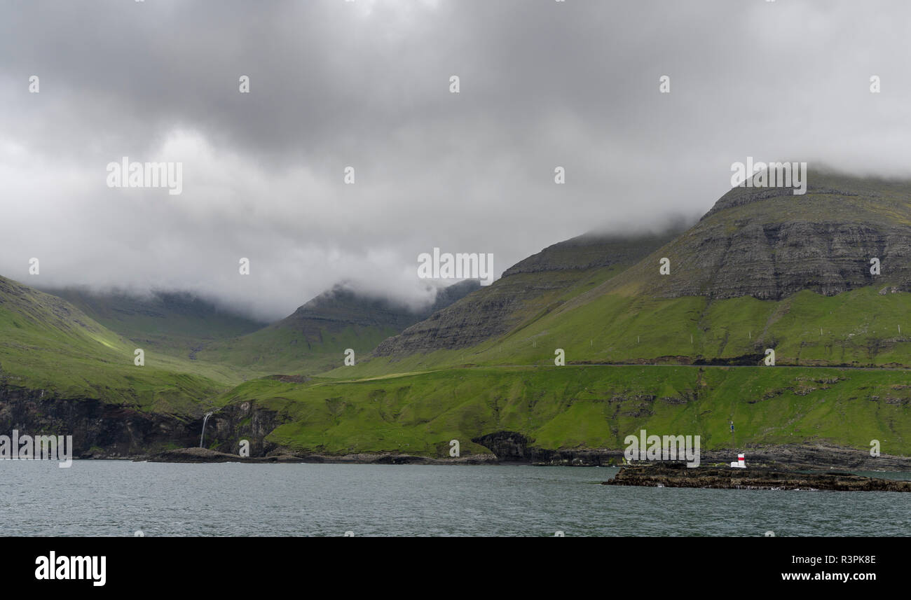 Coast Of Fjord Sorvagsfjordur. Island Vagar, Part Of The Faroe Islands ...