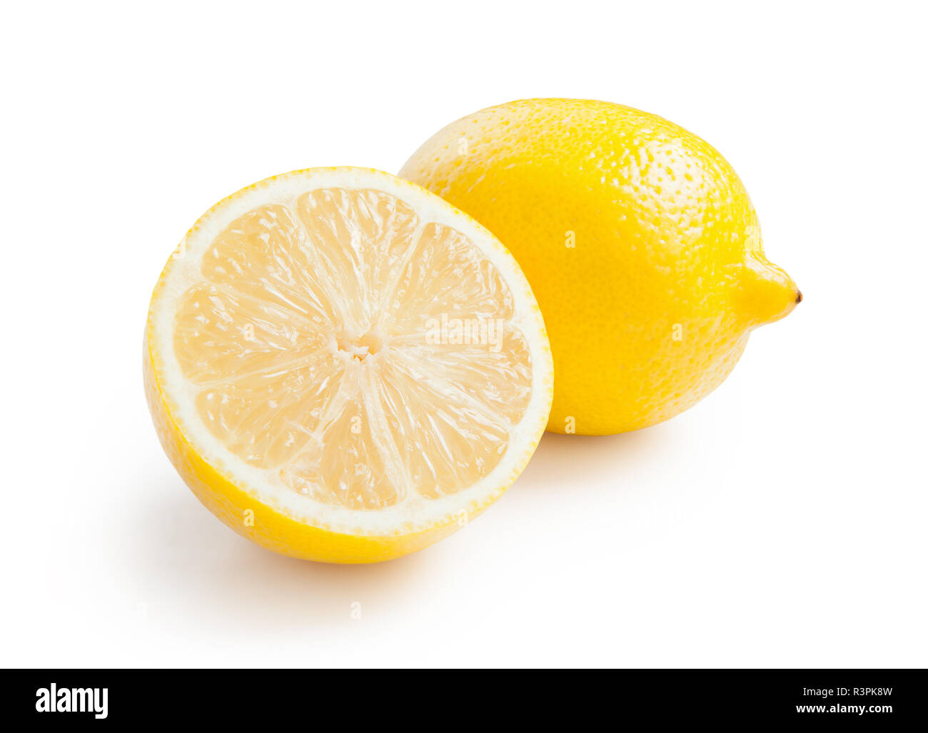 Lemons one cut in Cut Out Stock Images & Pictures - Alamy