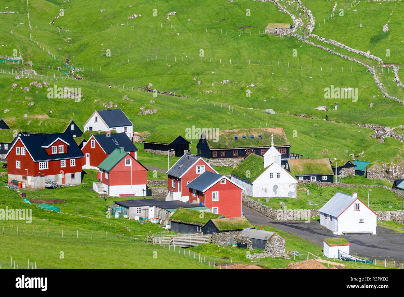 The Village On Island Mykines, Part Of The Faroe Islands In The North ...