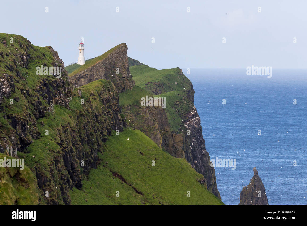 The Lighthouse On Mykinesholmur. Island Mykines, Part Of The Faroe ...