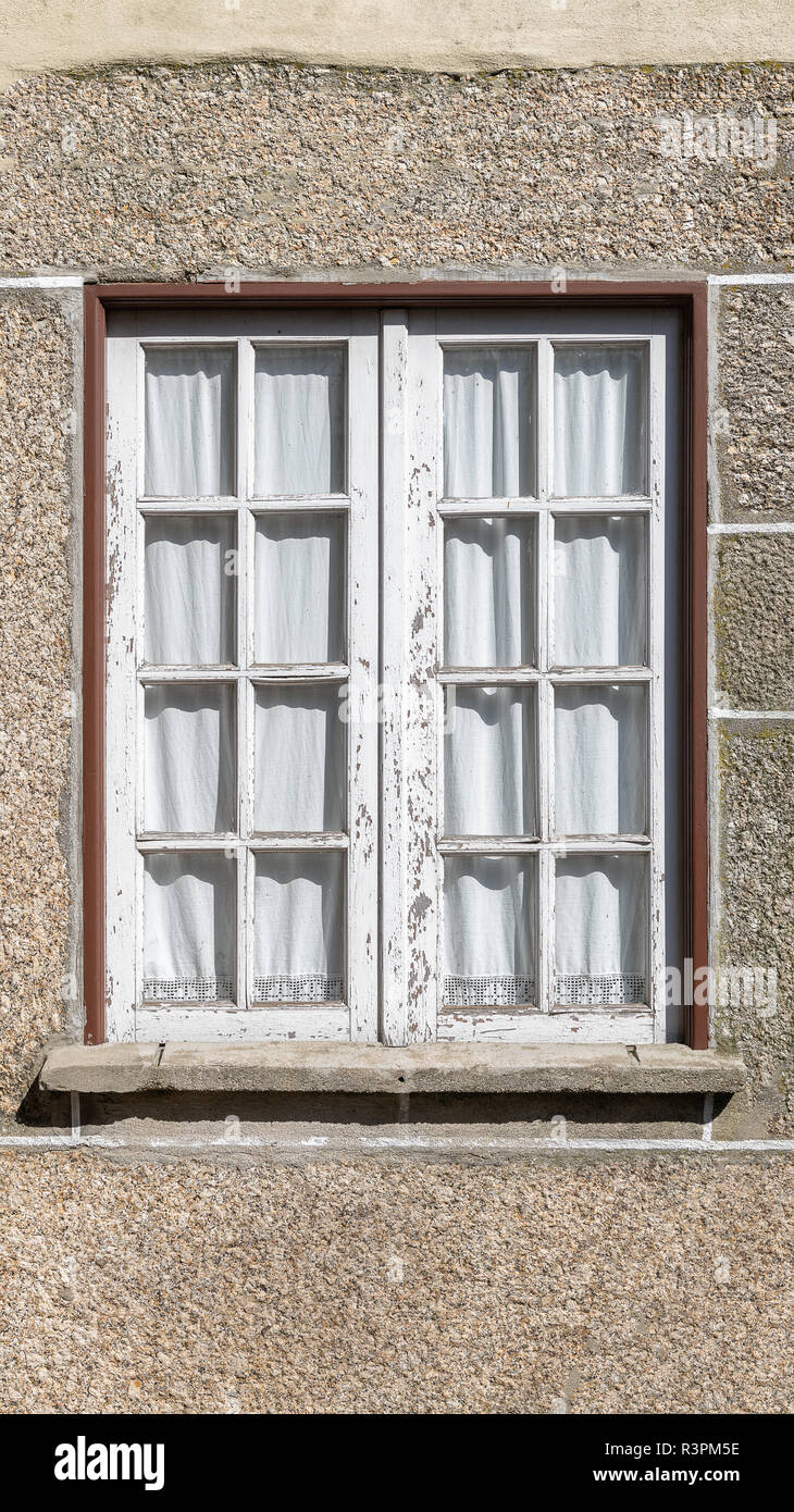 Traditional Portuguese window. With closed blinds Stock Photo - Alamy