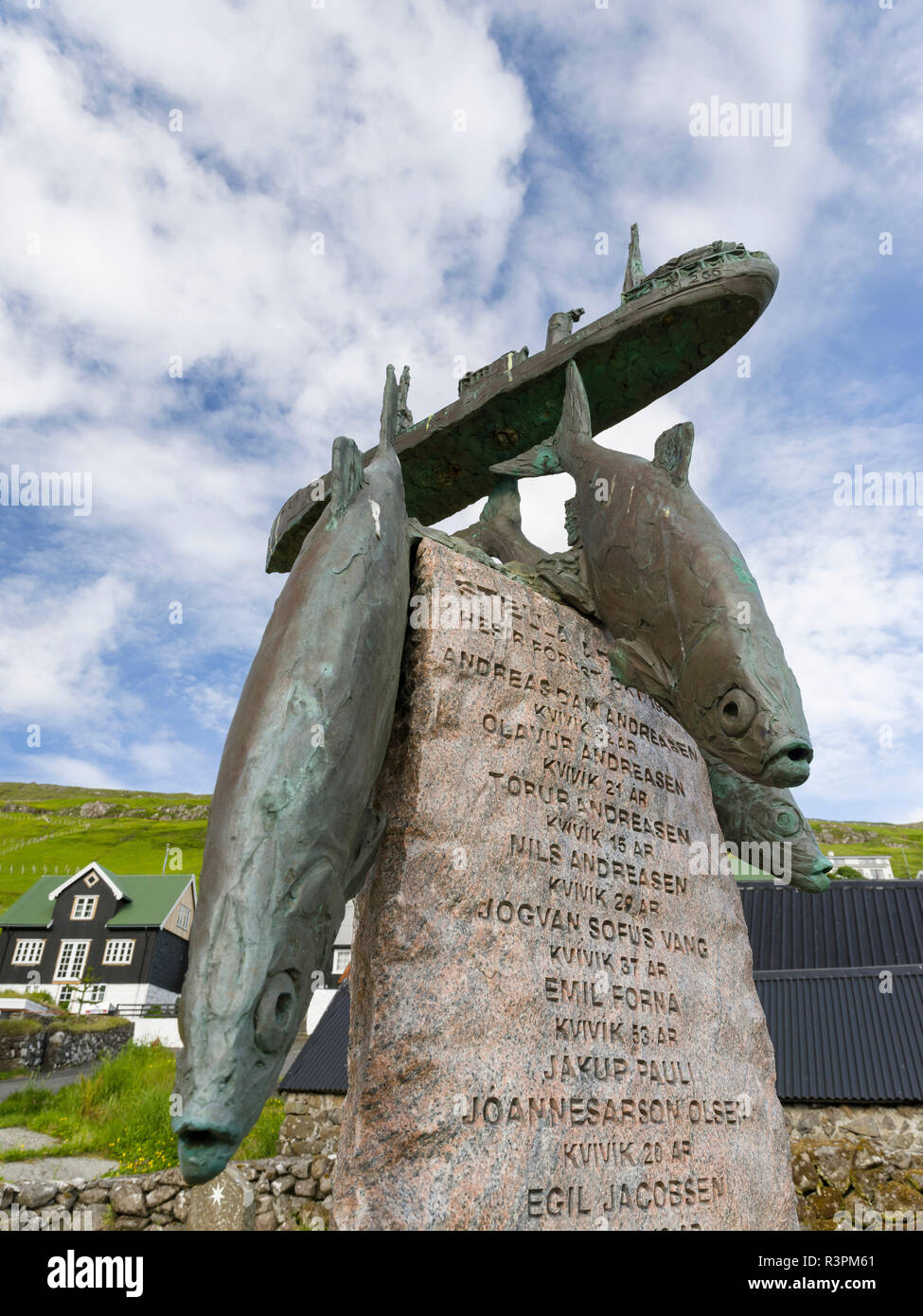 Village Kvivik, monument commemorating the drowned seamen of the Stella ...