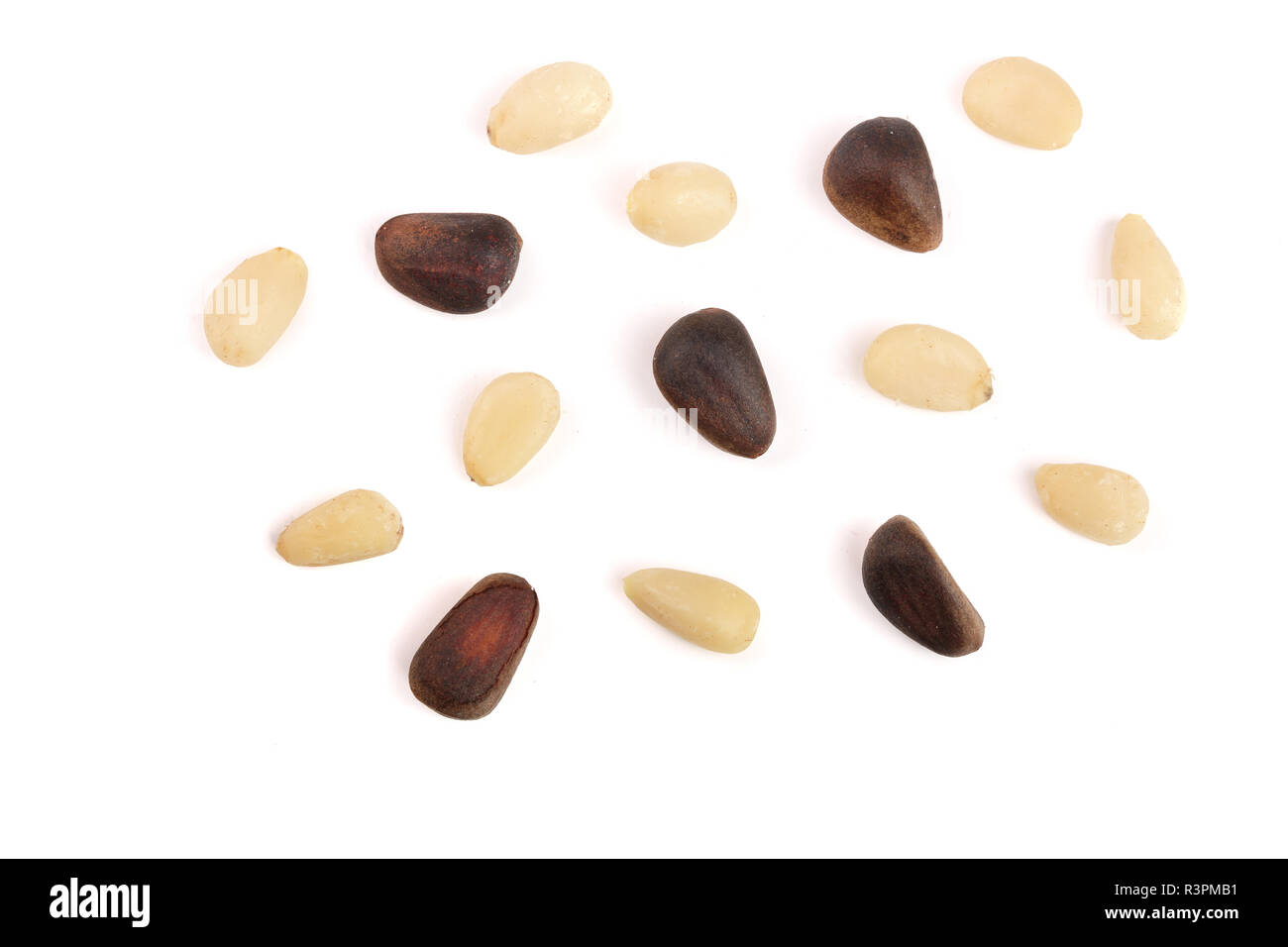 cedar pine nuts isolated on white background. top view Stock Photo - Alamy