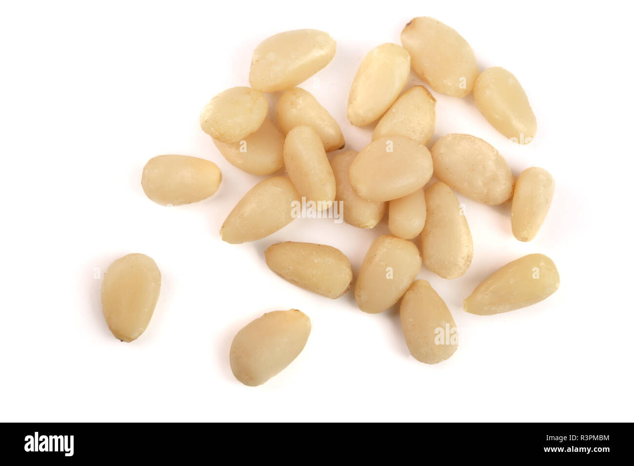 Shelled cedar pine nuts isolated on white background. top view Stock ...