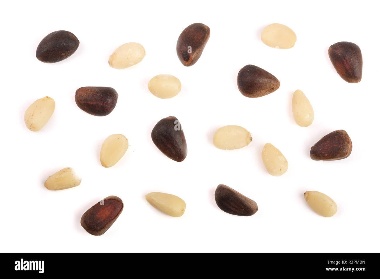 cedar pine nuts isolated on white background. top view Stock Photo - Alamy