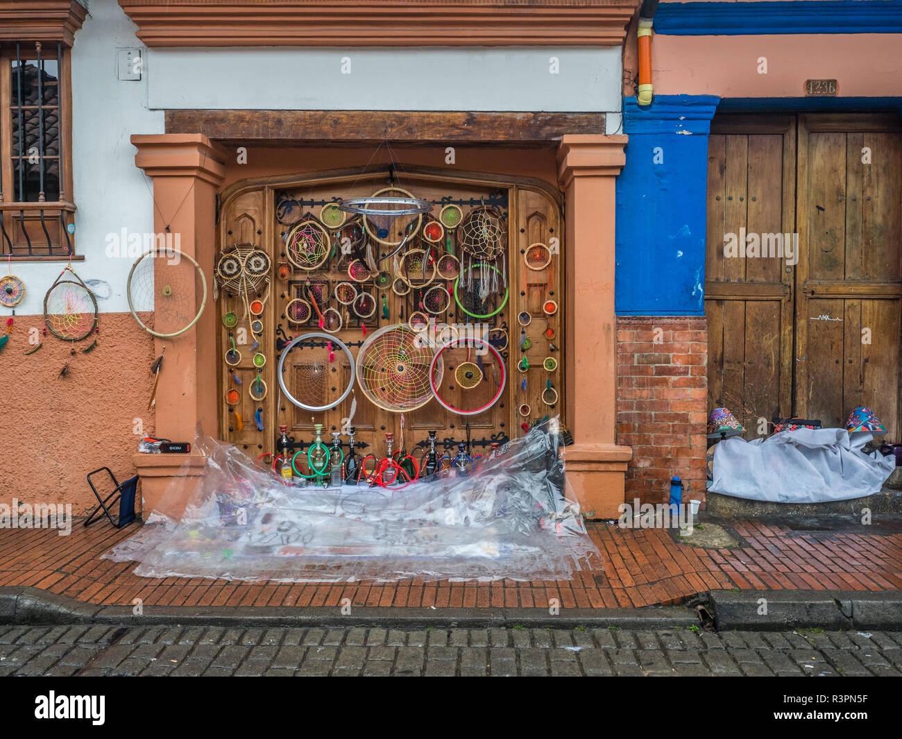 Bogota, Colombia - Sep13, 2018: Colored walls of houses and pictures of ...