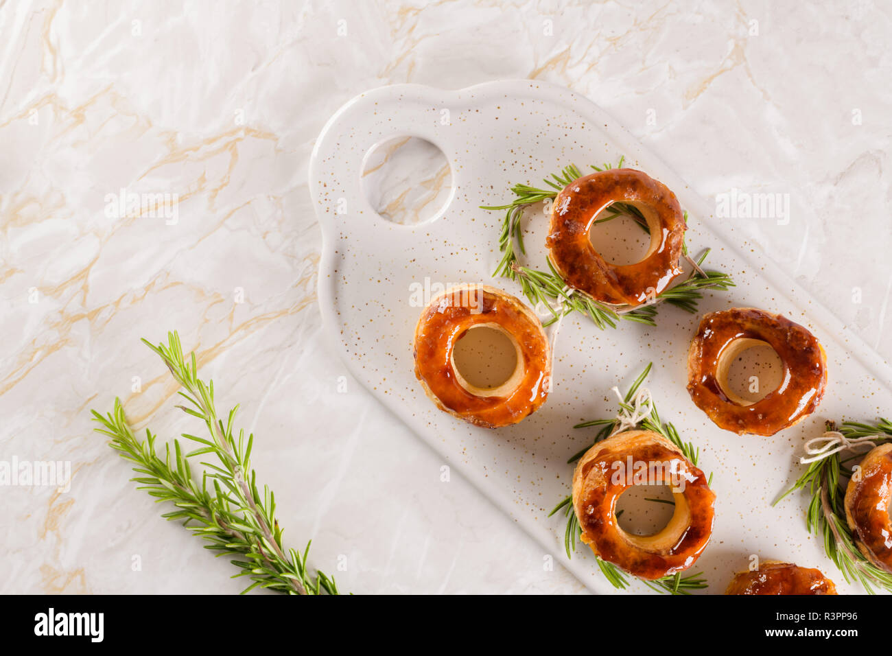 Typical Portuguese pastry Glorias, tender puff pastry topped with ...