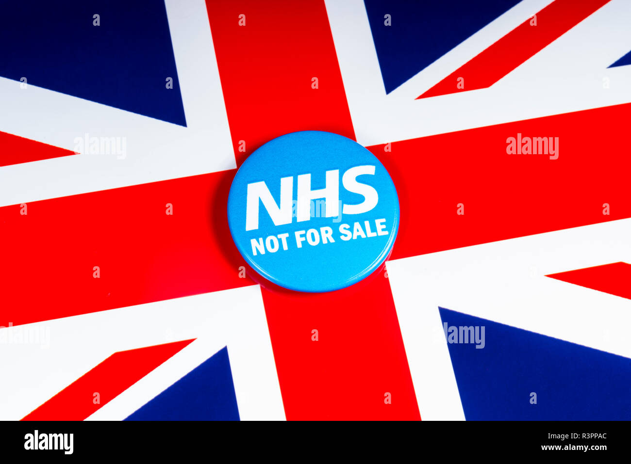 London, UK - November 20th 2018: NHS Not For Sale pin badge, pictured ...