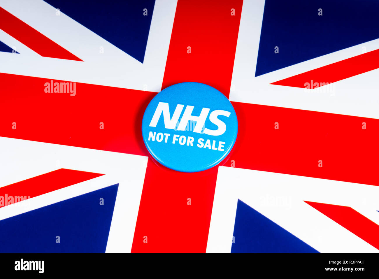 London, UK - November 20th 2018: NHS Not For Sale pin badge, pictured ...