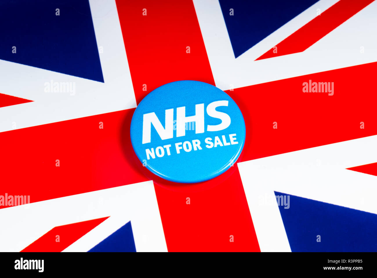 London, UK - November 20th 2018: NHS Not For Sale pin badge, pictured ...