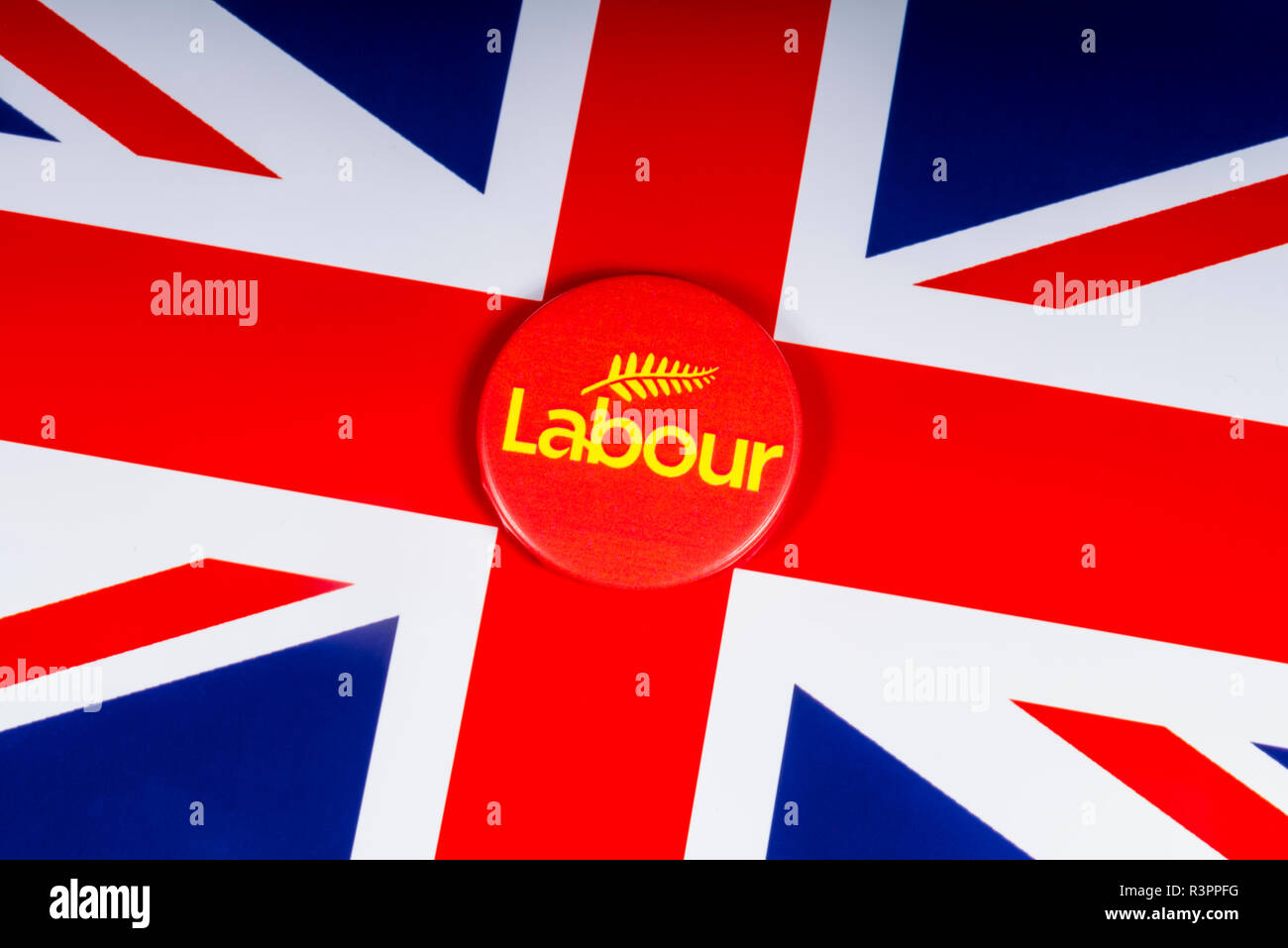 London, UK - November 20th 2018: A Labour Party pin badge, pictured ...