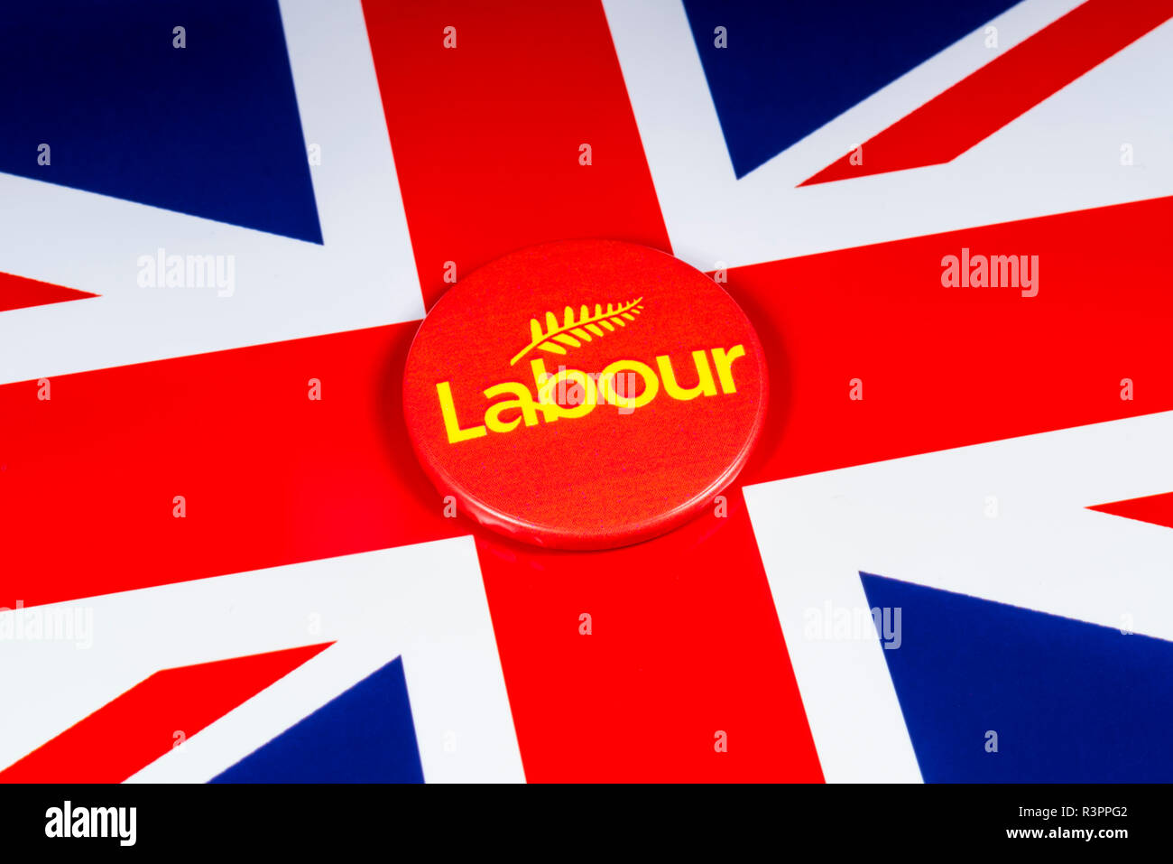 London, UK - November 20th 2018: A Labour Party pin badge, pictured ...