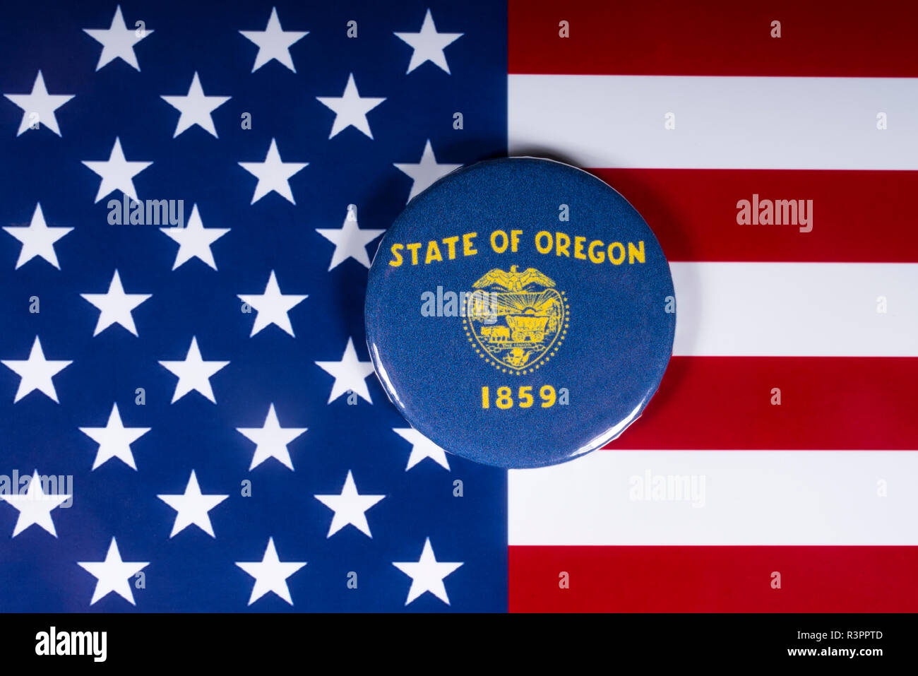 London, UK - November 20th 2018: The symbol of the State of Oregon ...