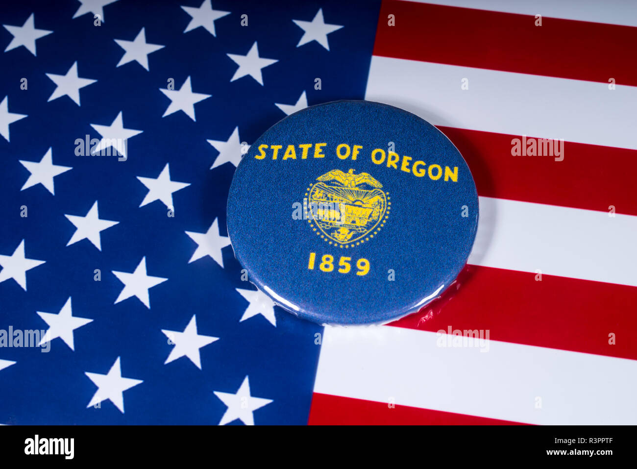 London, UK - November 20th 2018: The symbol of the State of Oregon ...