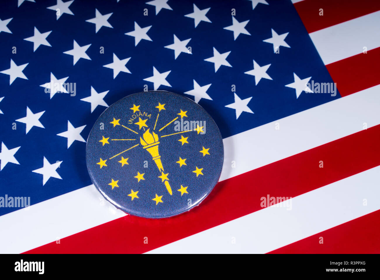 London, UK - November 20th 2018: The symbol of the State of Indiana ...