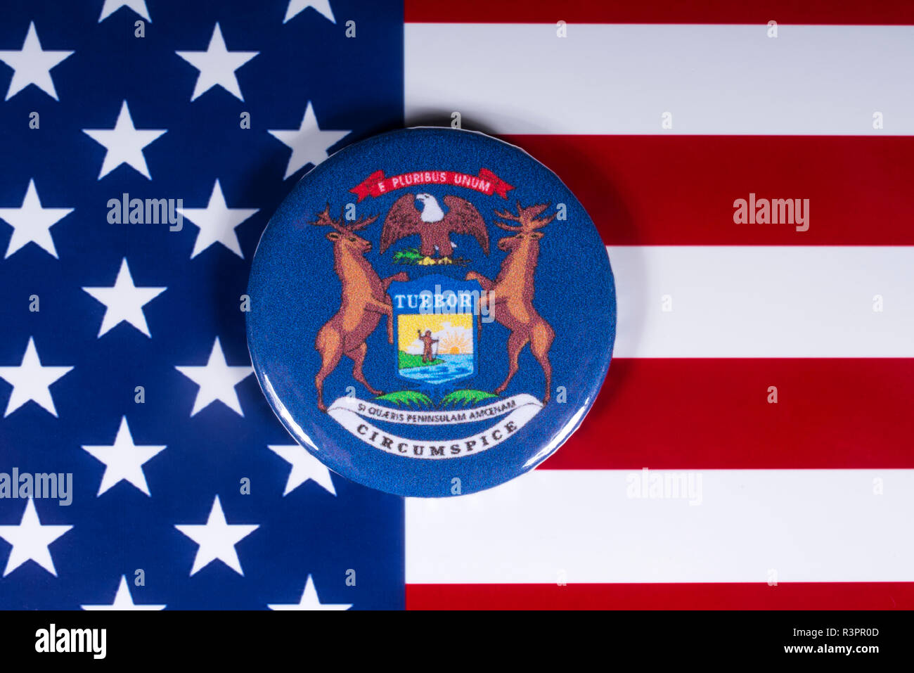 London, UK - November 20th 2018: The symbol of the State of Michigan ...