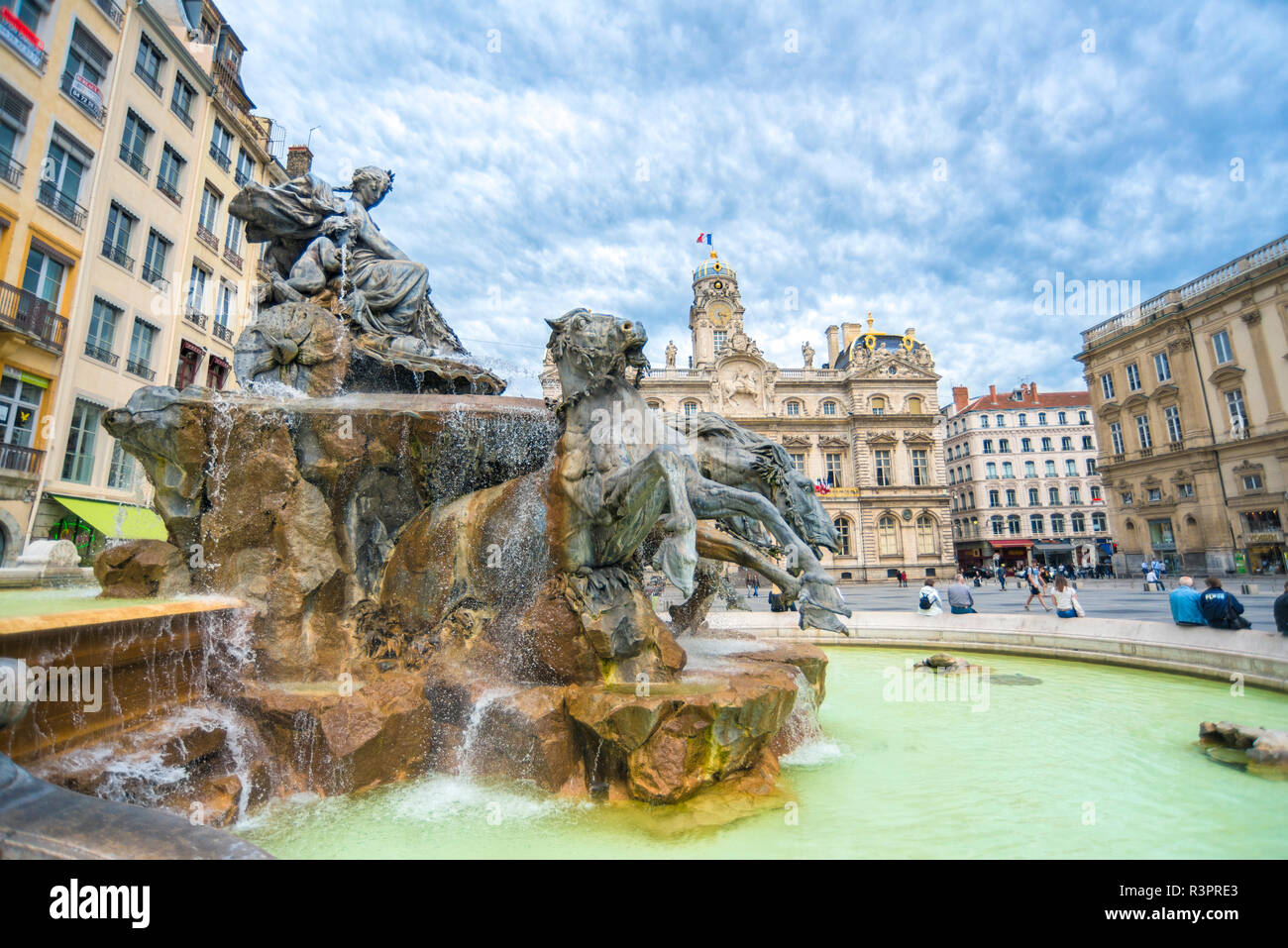 Fontaine Bartholdi, Place des Terreaux, Lyon, France Stock Photo - Alamy