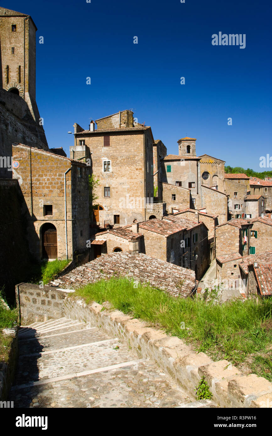Italy, Sorana. Stairway and village buildings Stock Photo - Alamy