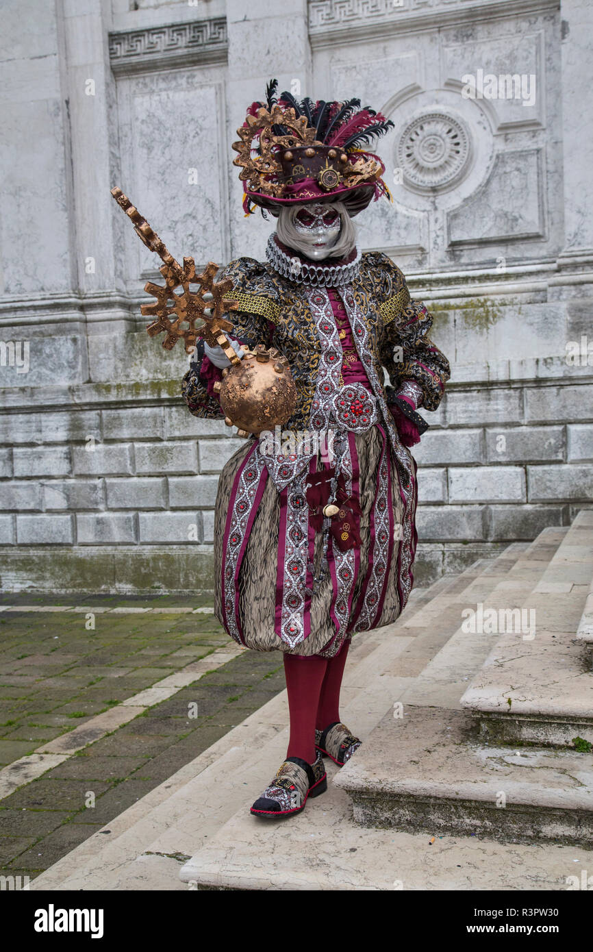 Venice, Italy. Carnival with models dressed in costumes and masks Stock ...