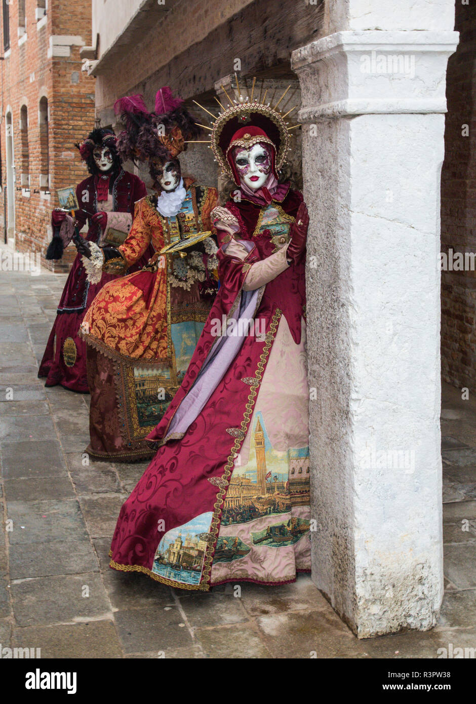 Venice, Italy. Carnival with models dressed in costumes and masks Stock ...