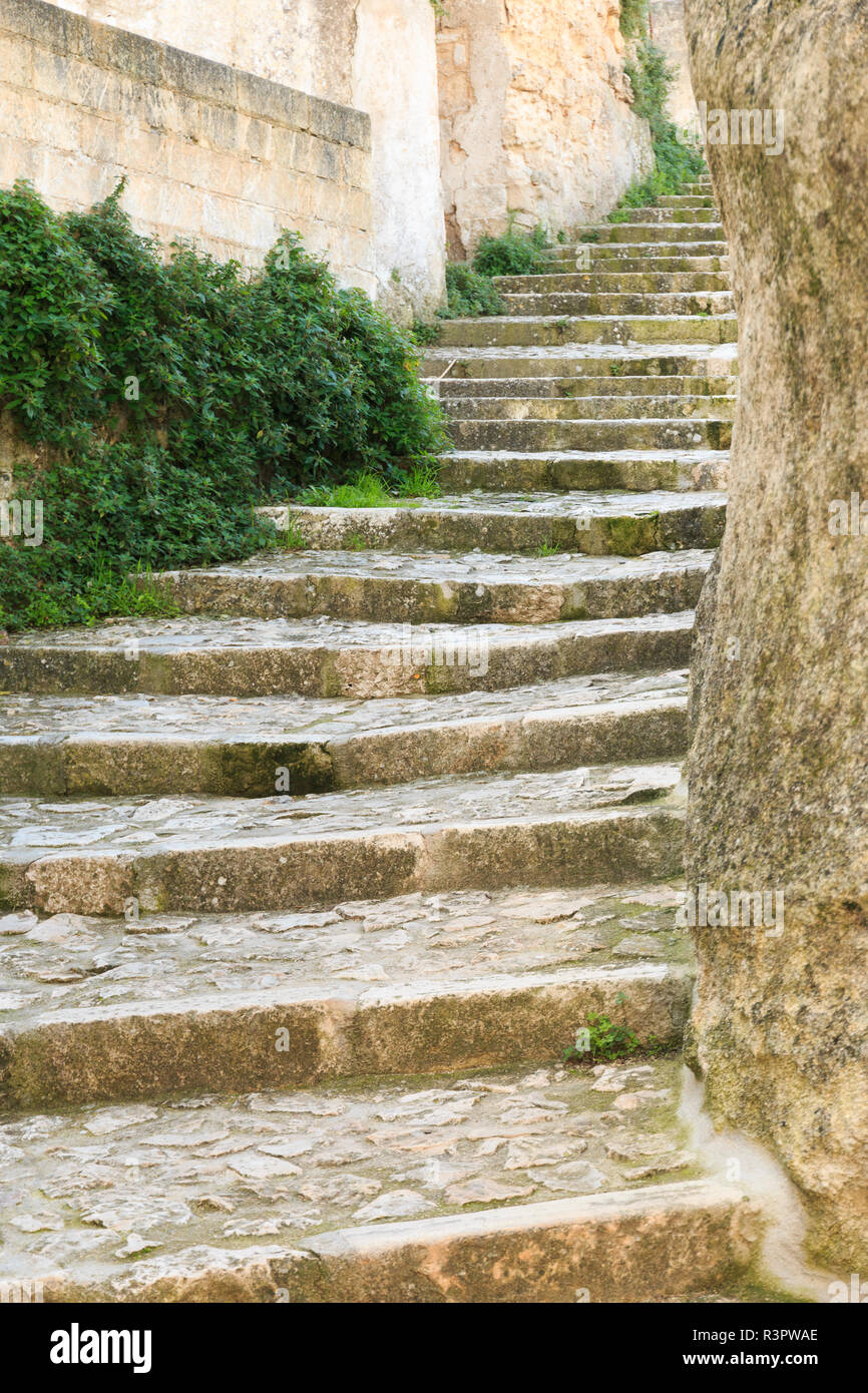 Italy, Basilicata, Province of Matera, Matera. Stone stairway Stock ...
