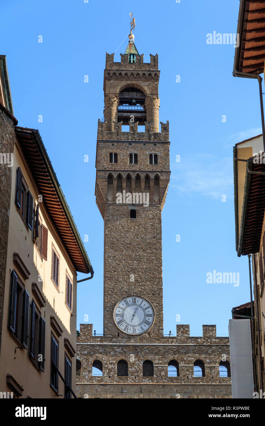 Italy, Florence. Clock tower, in Palazzo Vecchio's Arnolfo Tower Stock ...