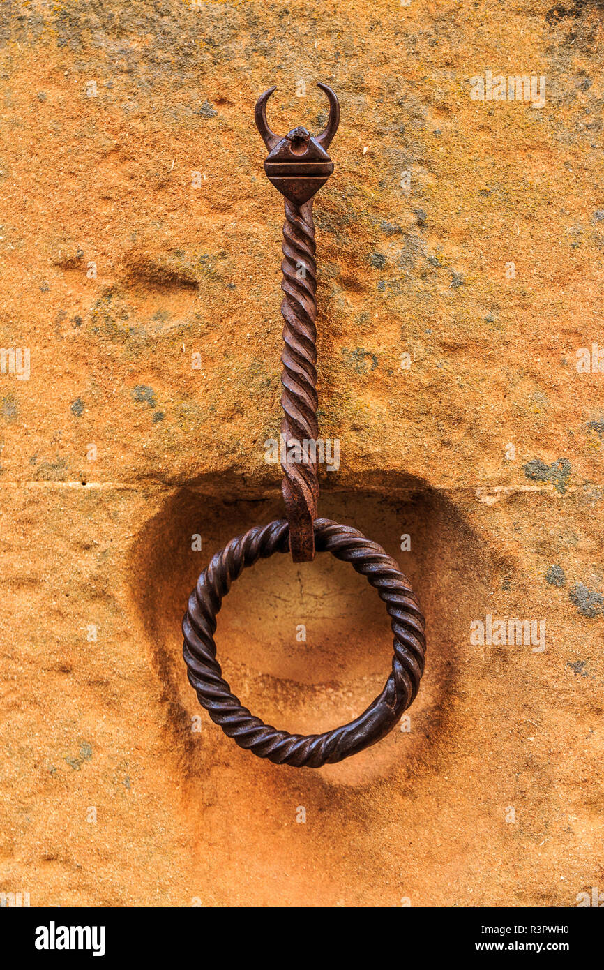 Italy, Tuscany, Siena, Chiusure. Hill town. Hitching post ring Stock ...