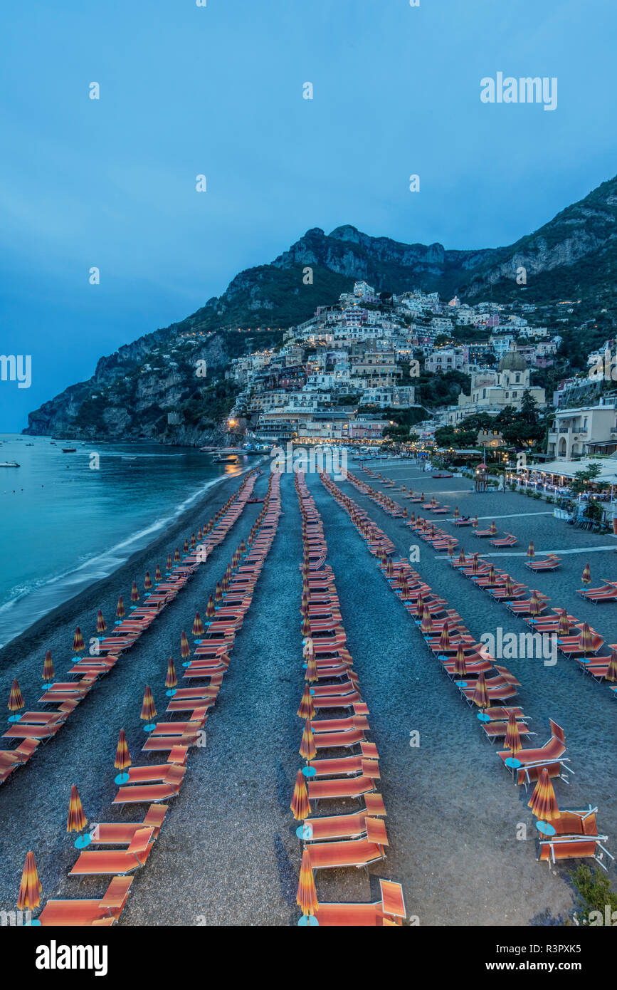 Europe, Italy, Amalfi Coast, Positano Beach at twilight Stock Photo - Alamy