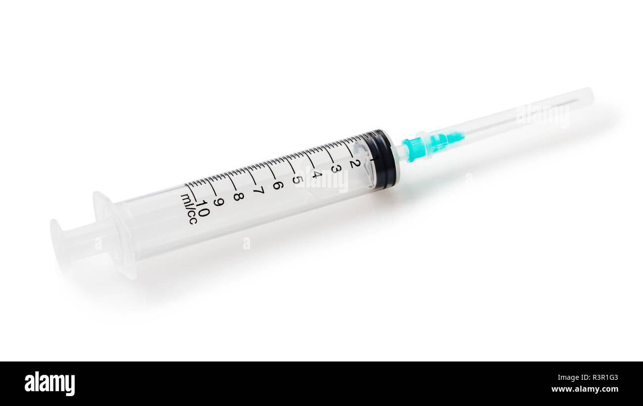 Clean medical syringe isolated on white background Stock Photo - Alamy