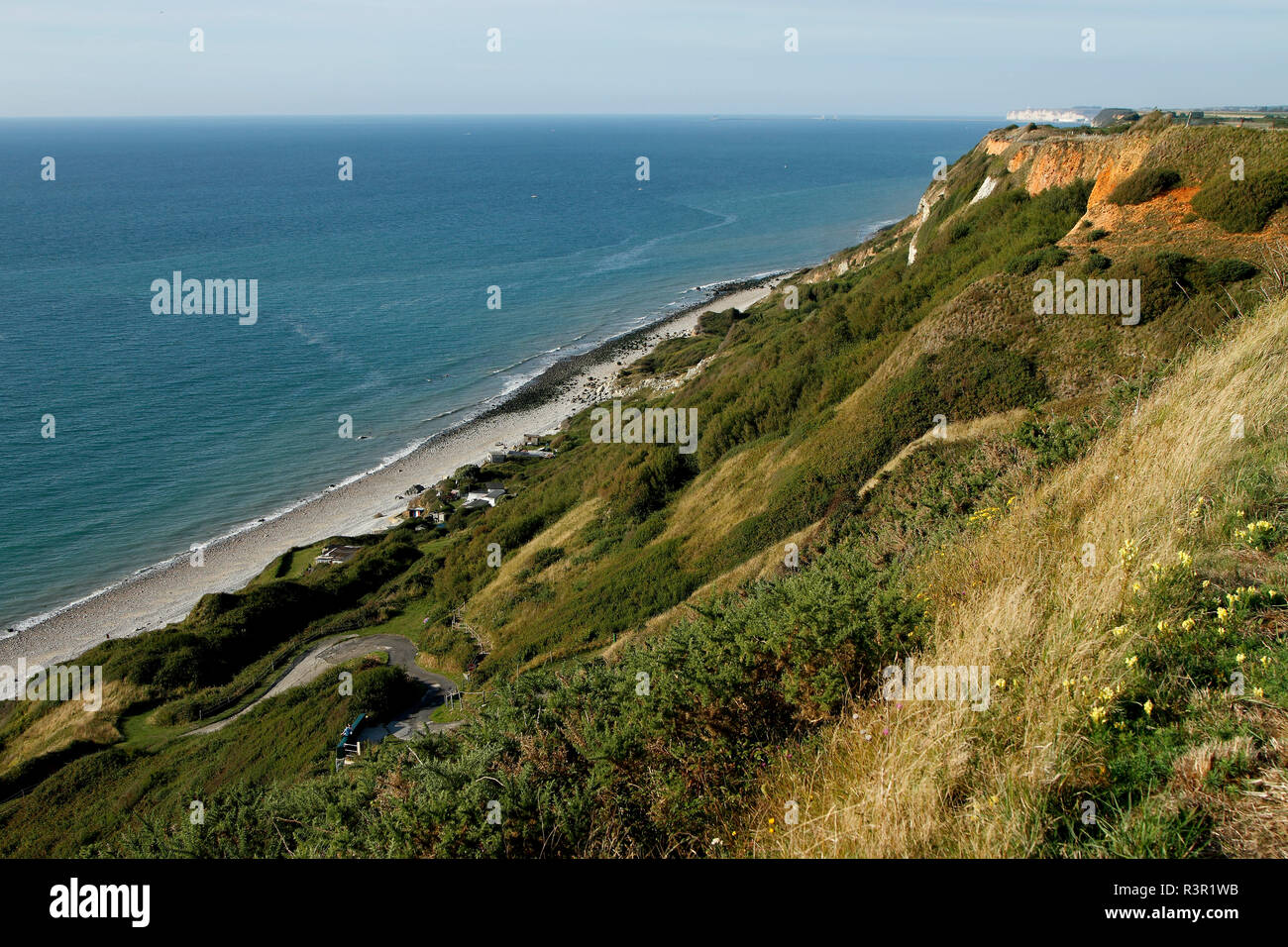 Beach and cliff in Octeville-sur-Mer, Normandy, France Stock Photo - Alamy